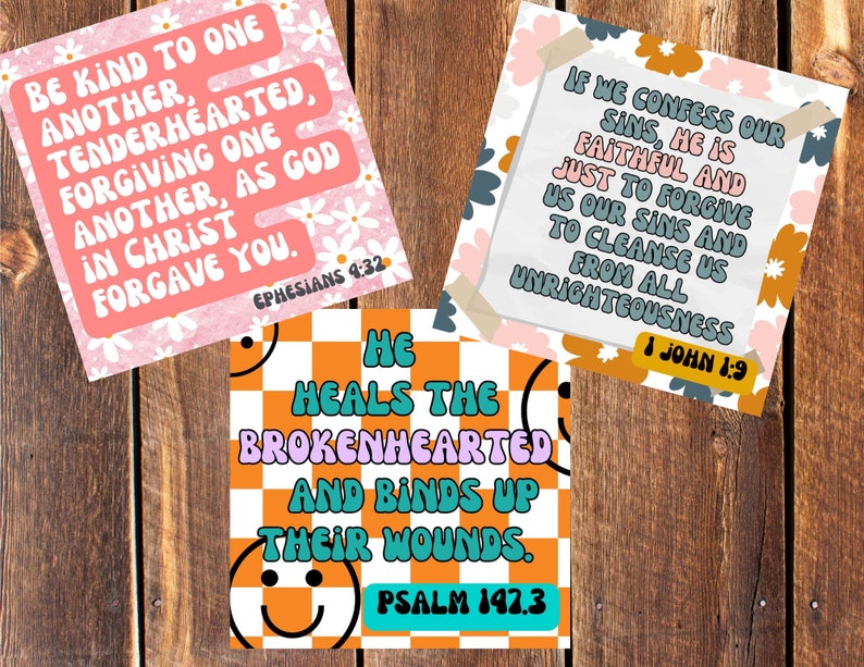 Retro Tween Girl Bible Verse Cards 3, Scripture Cards, Set of 12 Cards ...