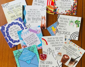 Retro Tween Girl Bible Verse Cards 3, Scripture Cards, Set of 12 Cards ...