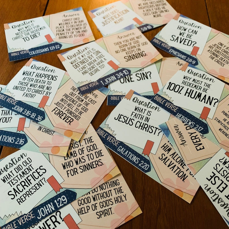 70 Catechism Cards, INSTANT, Printable, Scripture Based, Reformed ...