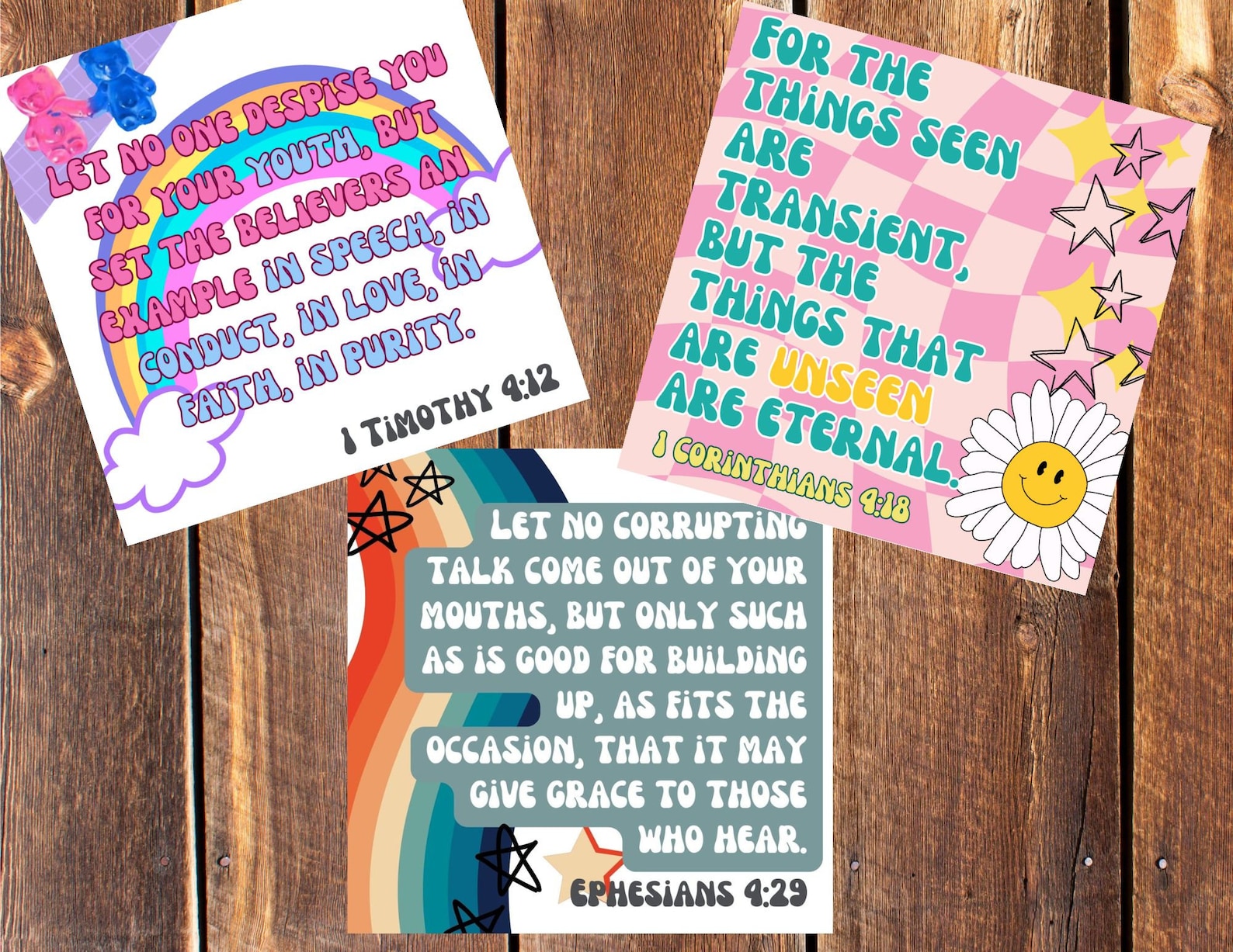 Retro Tween Girl Bible Verse Cards 1, Scripture Cards, Set of 12 Cards ...