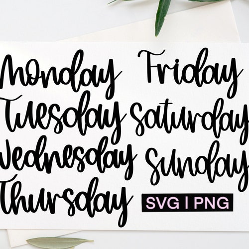Days of the Week Svg Week Svg Hand Lettered Svg Calendar - Etsy