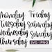 Days of the Week Svg, Week Svg, Hand Lettered Svg, Calendar Svg, Days ...