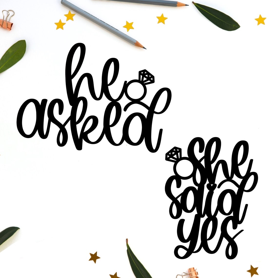 He Asked Cake Topper Svg, She Said Yes Cake Topper Svg, Engagement ...