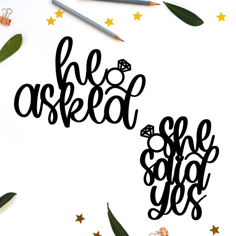 He Asked Cake Topper Svg She Said Yes Cake Topper Svg | Etsy
