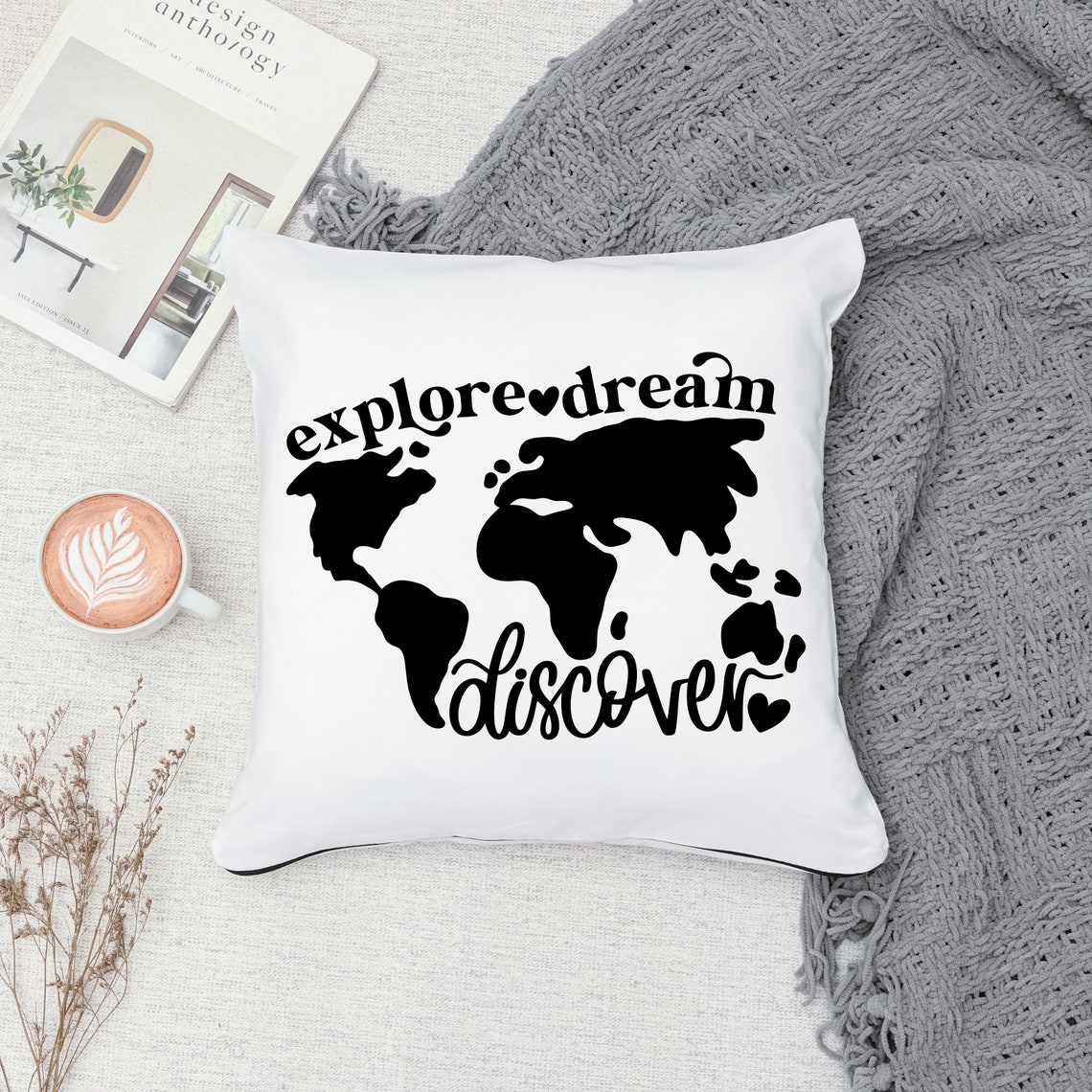 Explore Dream Discover Svg, World Map Svg, Wanderlust Svg, Travel Quote ...