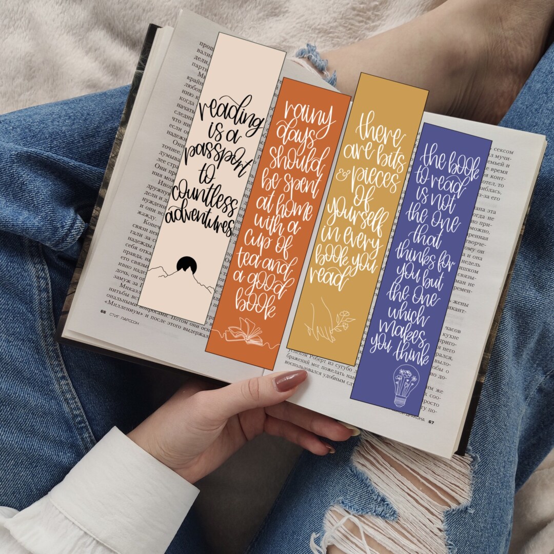 Set of 4 Printable Bookmarks| Digital Bookmarks | Downloadable ...