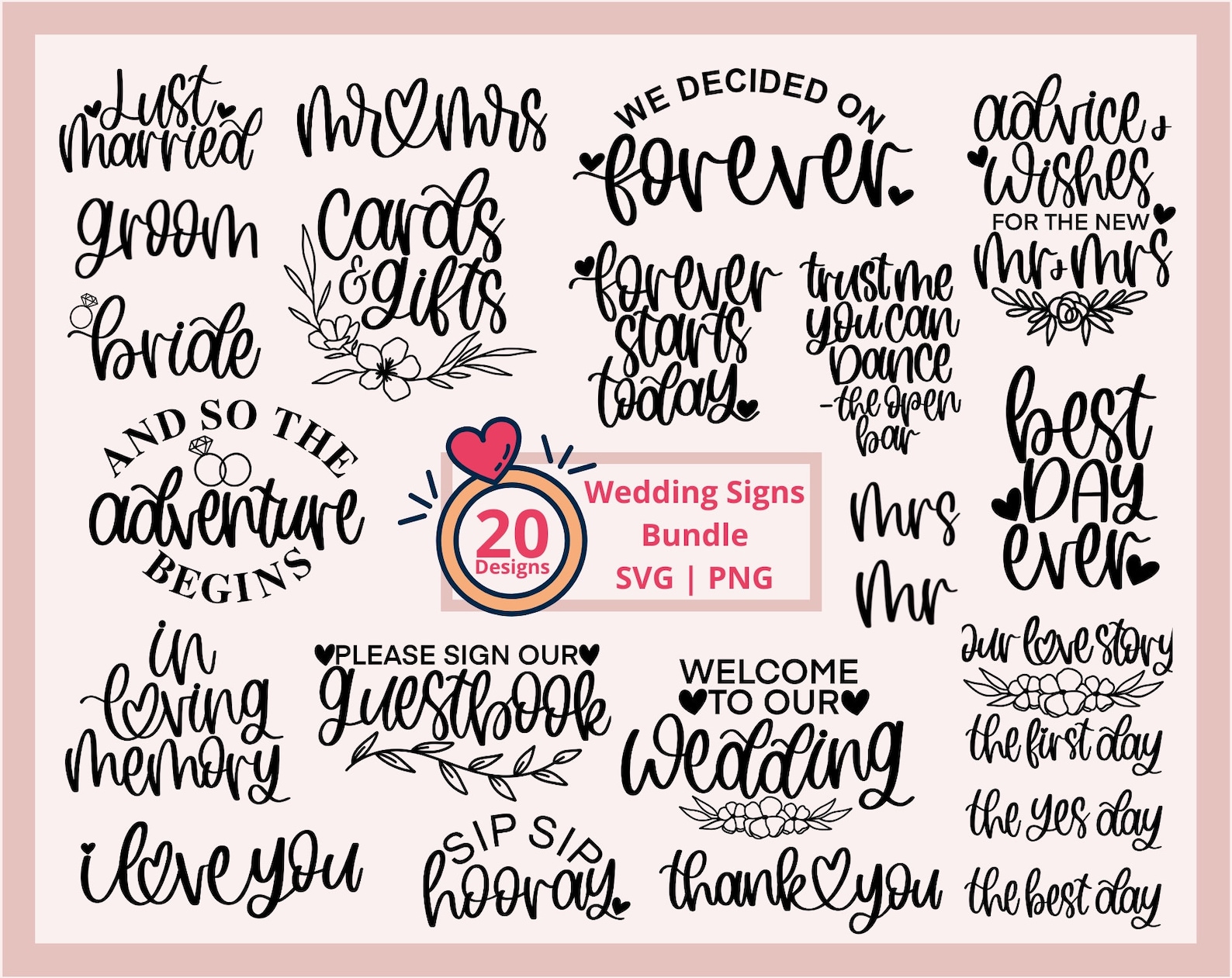 Wedding Signs Svg Bundle Wedding Decor Svg Wedding Welcome - Etsy