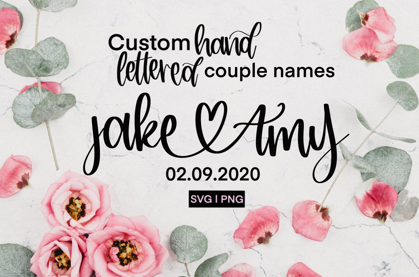 Custom names svg couple names with heart svg wedding gift | Etsy