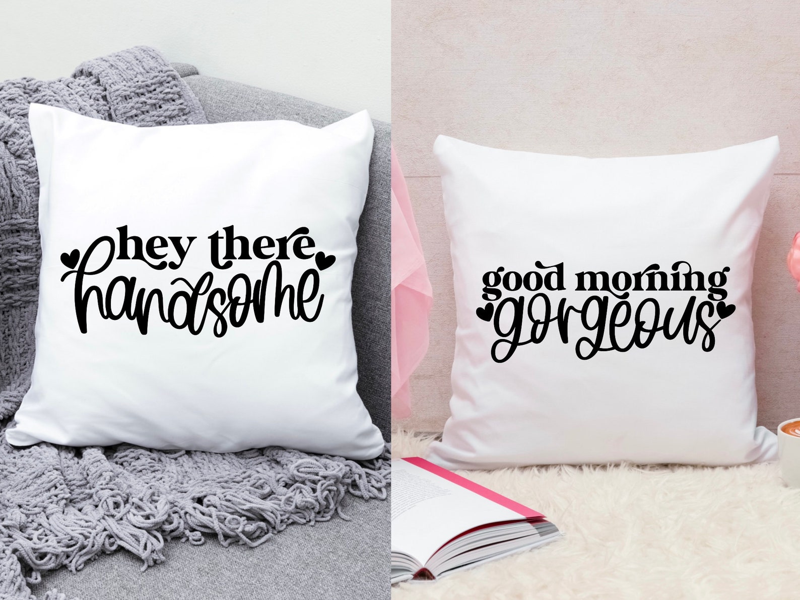 Hey There Handsome Svg, Good Morning Gorgeous Svg, Couple Coffee Mug ...