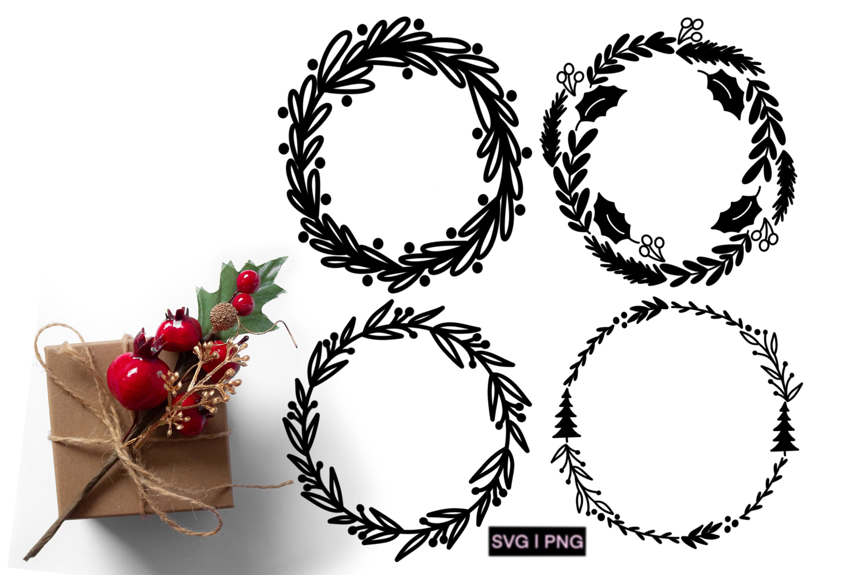 Christmas Wreath Svg Bundle, Holiday Wreath Svg, Christmas Clipart Svg ...