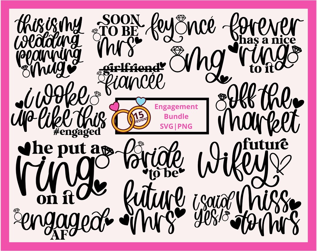 Engagement Svg Bundle, Engagement Announcement Svg, Engagement Gift Svg ...