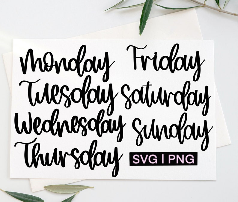 Days of the Week Svg Week Svg Hand Lettered Svg Calendar - Etsy Canada