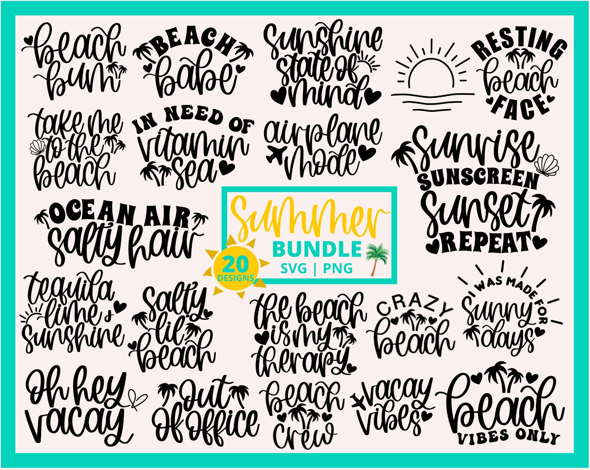 Summer Quotes Svg Bundle, Beach Quotes Svg Bundle, Beach Lover Svg ...