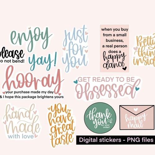 Digital Stickers for Packaging PNG File ONLY. Bundle of - Etsy
