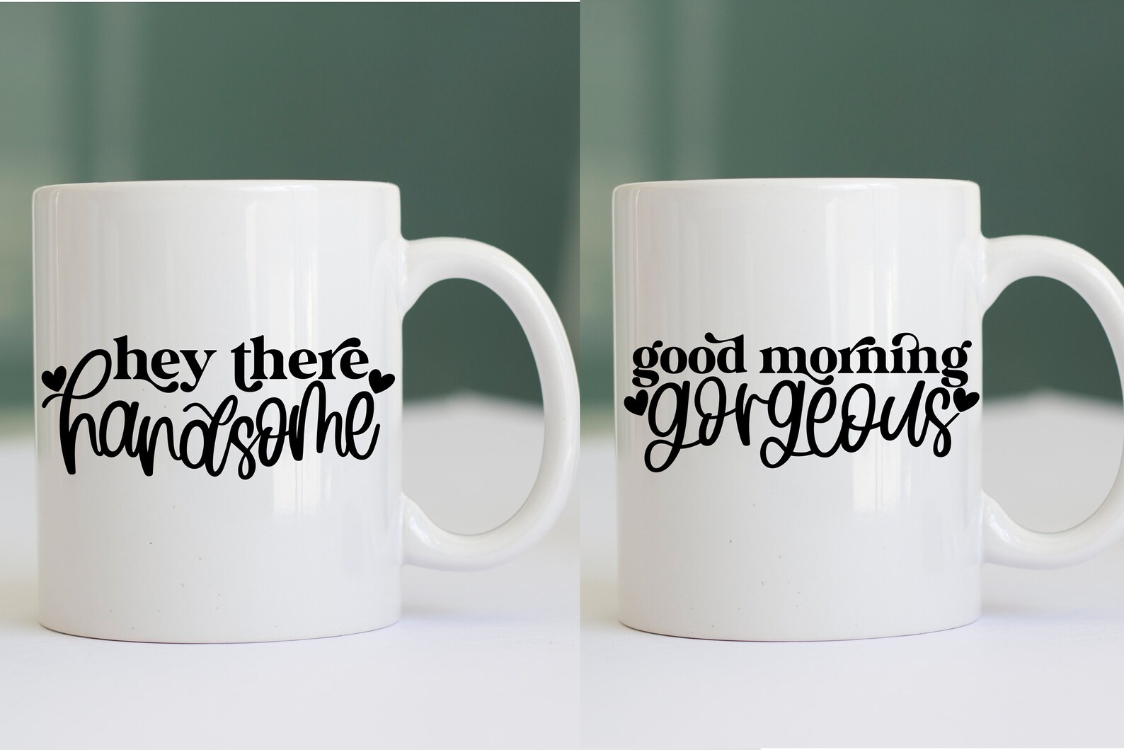 Hey There Handsome Svg, Good Morning Gorgeous Svg, Couple Coffee Mug ...