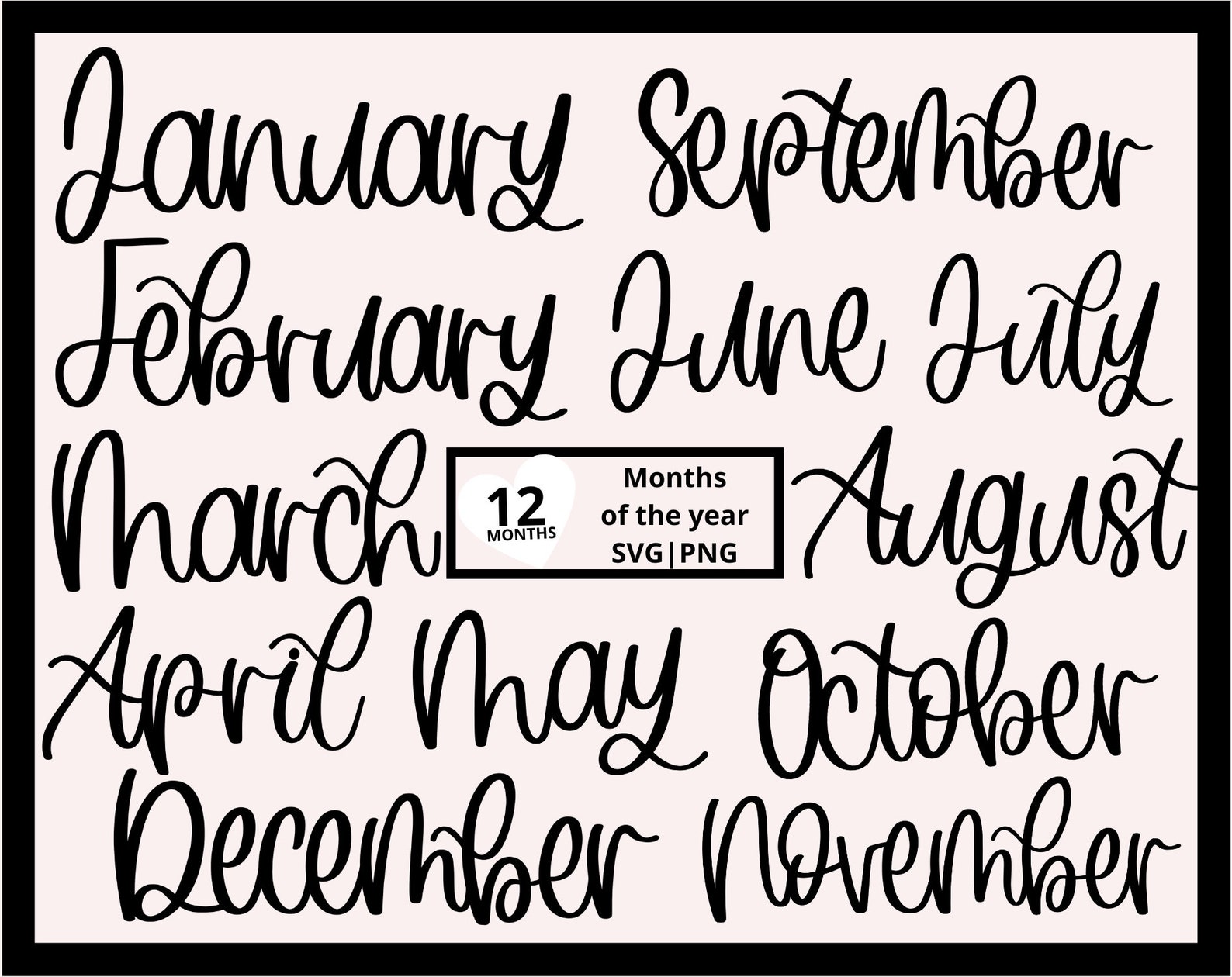 Months of the Year Svg Calendar Months SVG Months Svg - Etsy