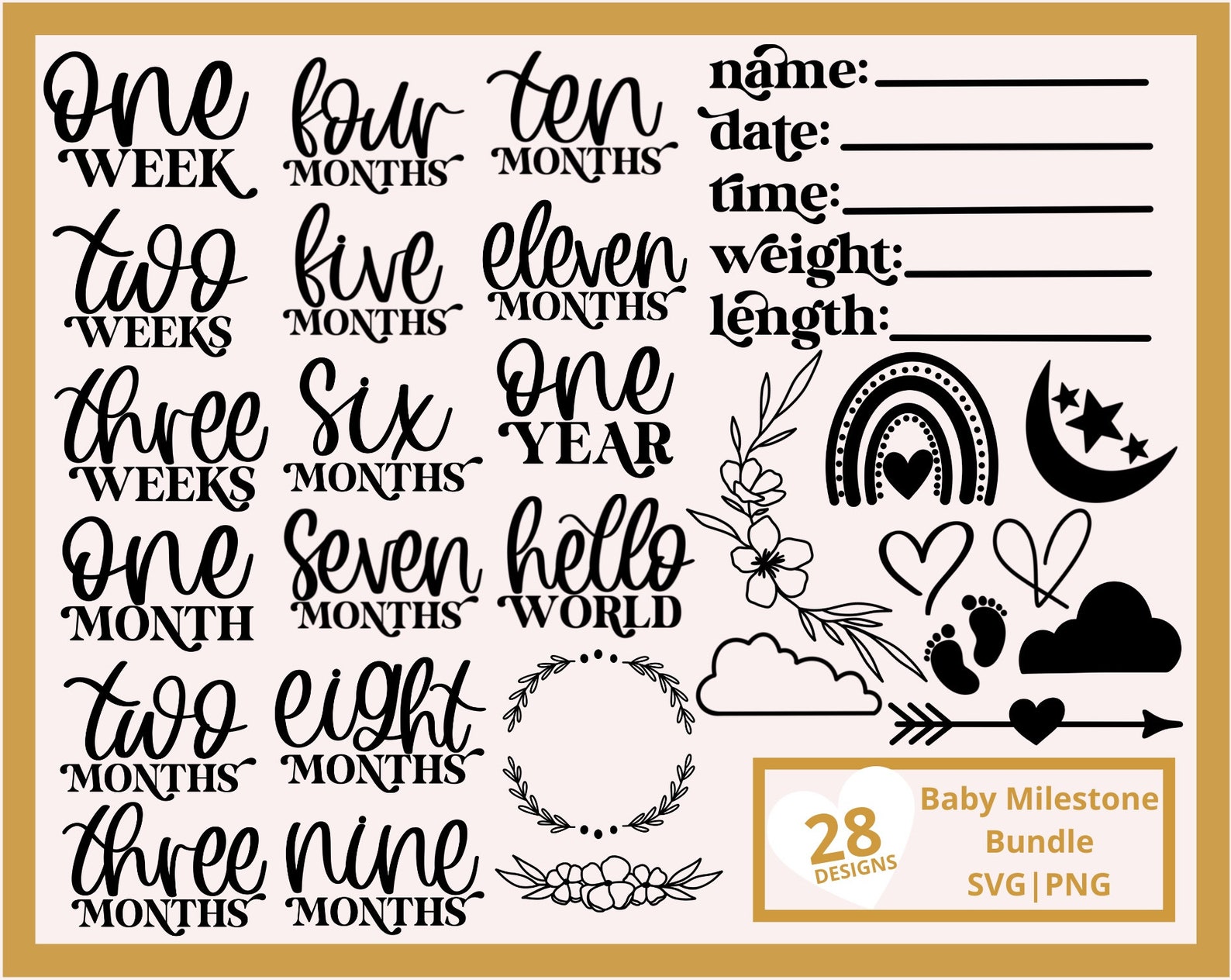 Baby Milestones Svg Baby Monthly Milestones Svg Hand - Etsy