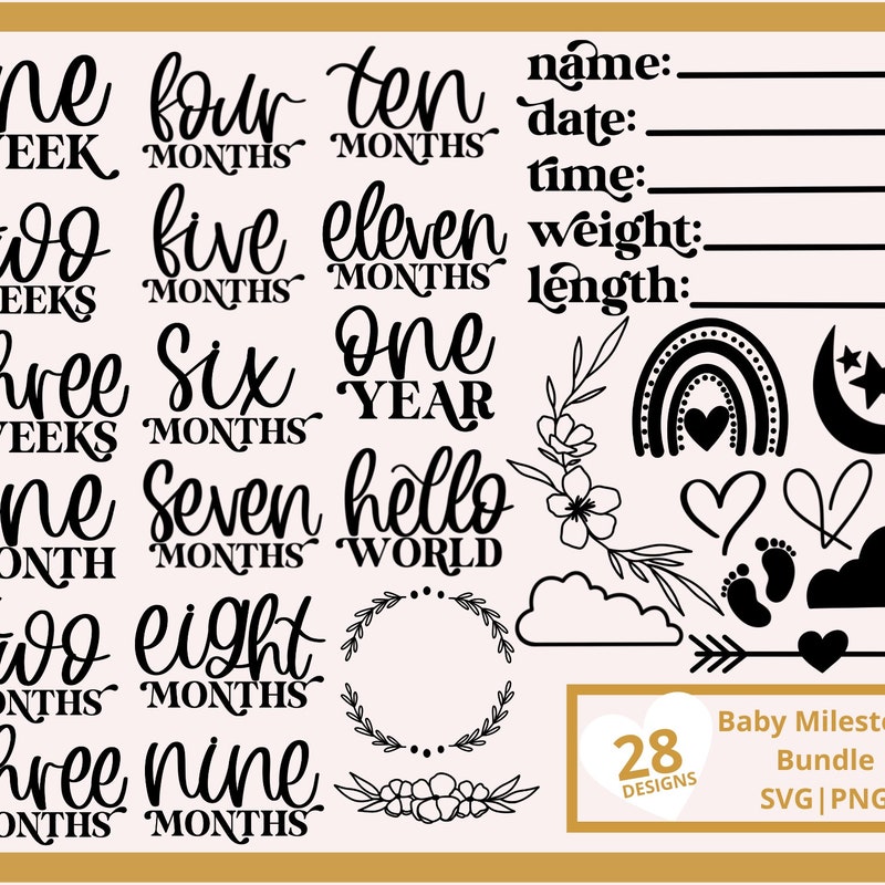 Baby Monthly Milestone Svg - Etsy