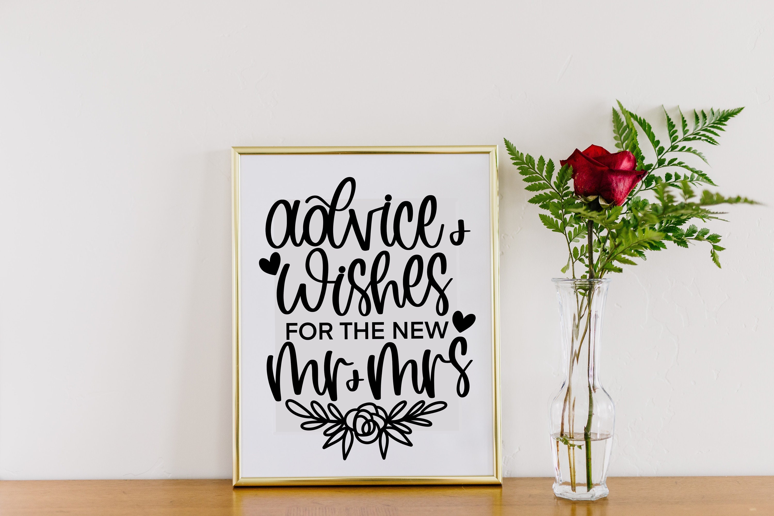 Advice and Wishes for the New Mr + Mrs Svg, Wedding Sign Svg, Bridal ...