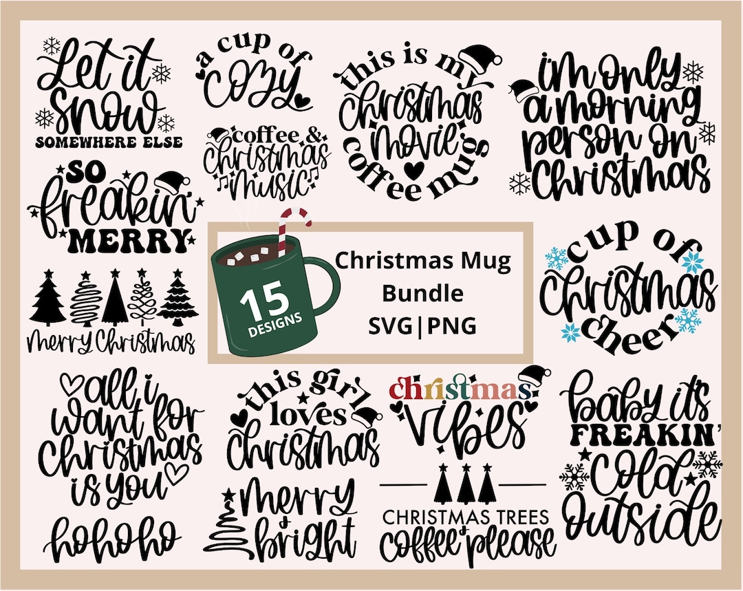 Christmas Mug Svg Bundle, Christmas Cup Svg Bundle, Merry Christmas Svg ...