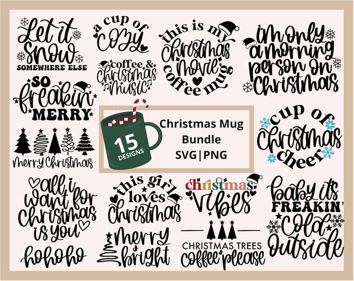Christmas Mug Svg Bundle, Christmas Cup Svg Bundle, Merry Christmas Svg ...