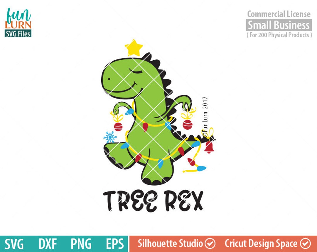 Tree Rex SVG, Christmas Dinosaur, Cutting File (svg, Dxf, Eps) - Etsy