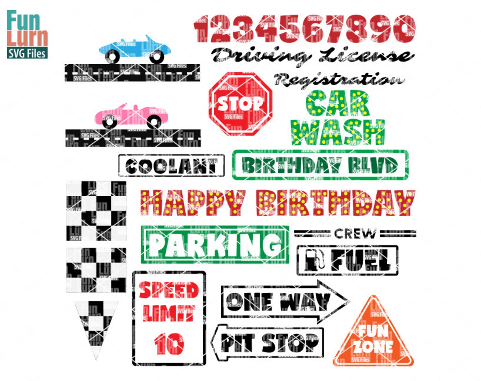 Car Theme Birthday SVG, Car Theme, Car Wash, Birthday Blvd, Race Flag ...