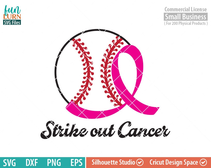 Strike out Cancer SVG Breast Cancer Awareness Baseball | Etsy