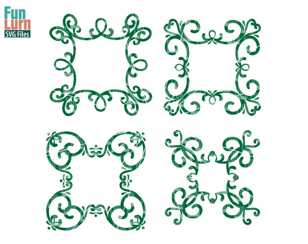 Square Flourish Monogram Frame, Monogram Svg, Cut File, Cutting File ...