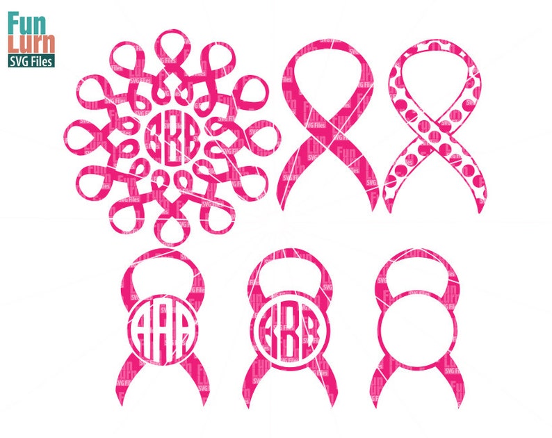 Awareness Ribbon Monogram Frames, Monogram Frames Svg, Ribbon Monogram ...