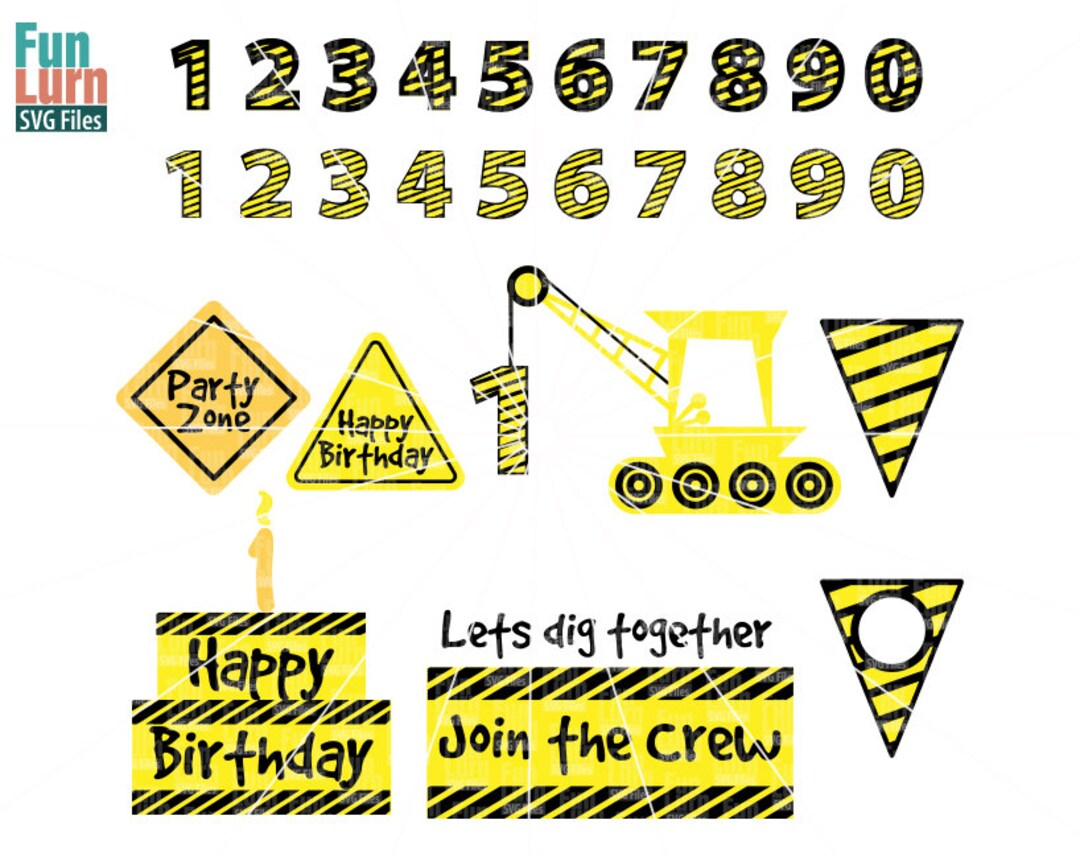 Construction Theme First Birthday SVG, Graphics, Crane,cake, Candle ...