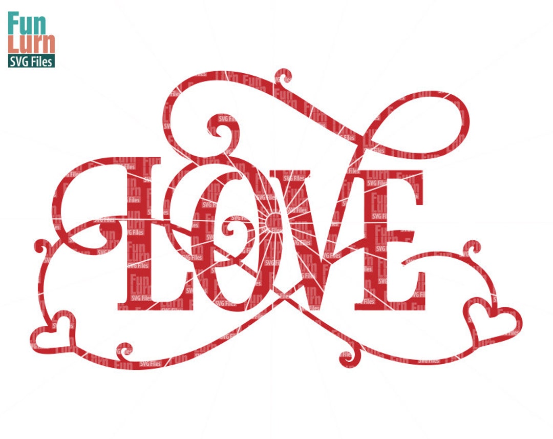 Love SVG, Heart, Swirl, Love, Word Art, Christmas Ornament, Cake Topper ...