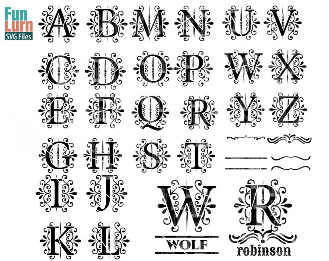 Ornament Alphabet and Frames SVG, Monogram Letters (cut Files) - Etsy