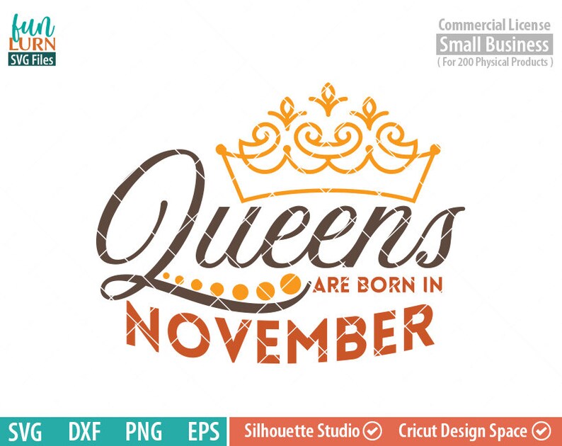 Queens Are Born in November Svg November Birthday Svg Black - Etsy