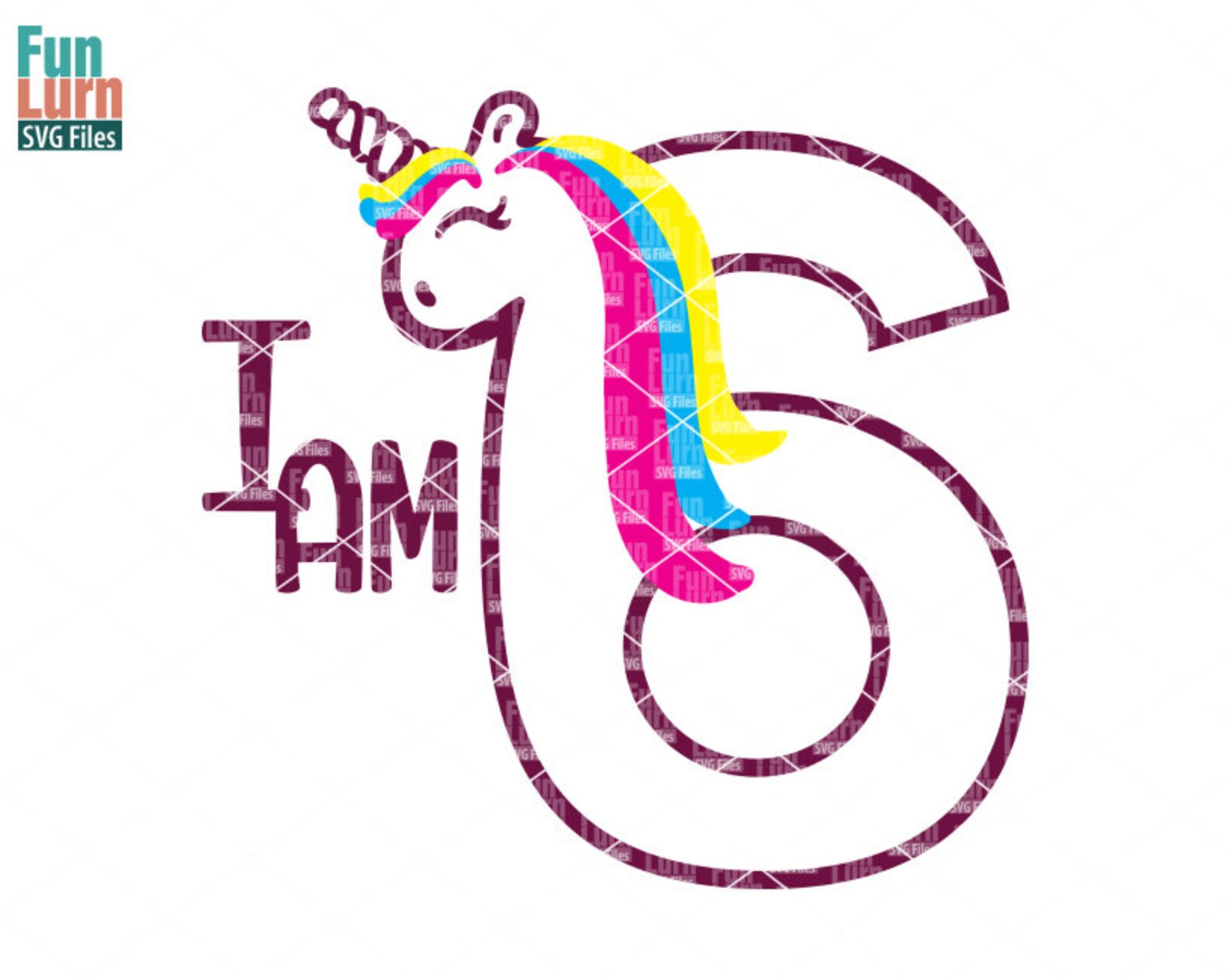 Unicorn Birthday Svg Sixth Birthday I Am Six Six Svg 6 | Etsy