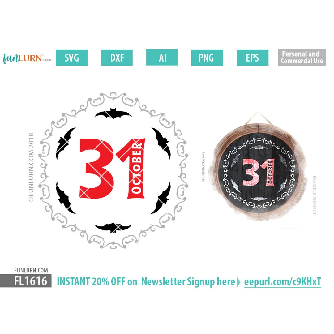 October 31 Svg, Halloween Svg , Bats Svg ,halloween SVG, Circular Sign ...