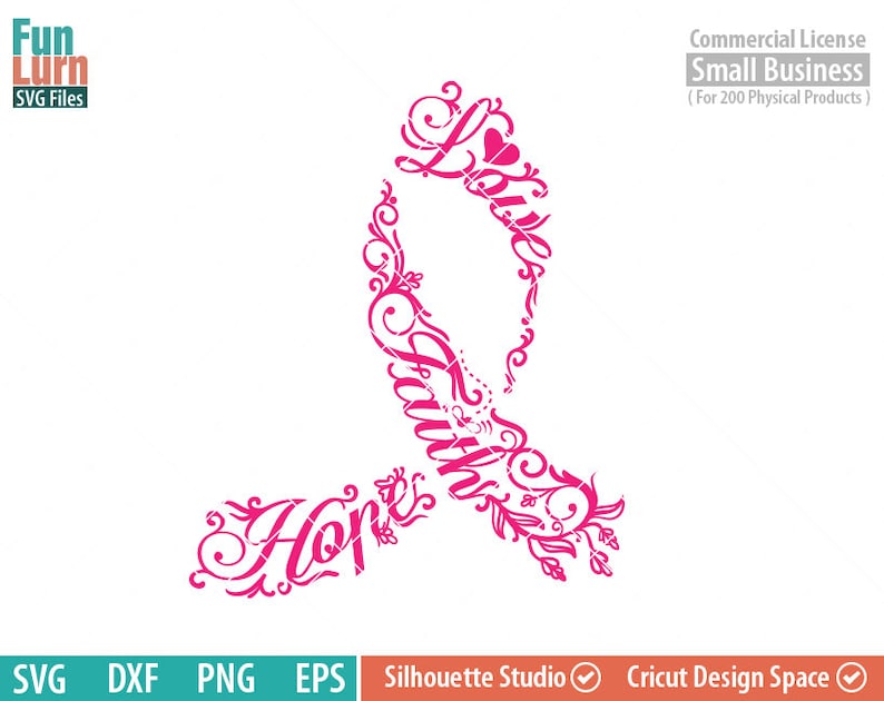 Breast Cancer Awareness SVG Faith Love Hope flowers | Etsy