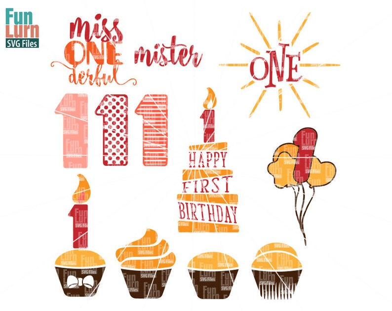 First Birthday SVG Wonderful One Year Graphics cake - Etsy