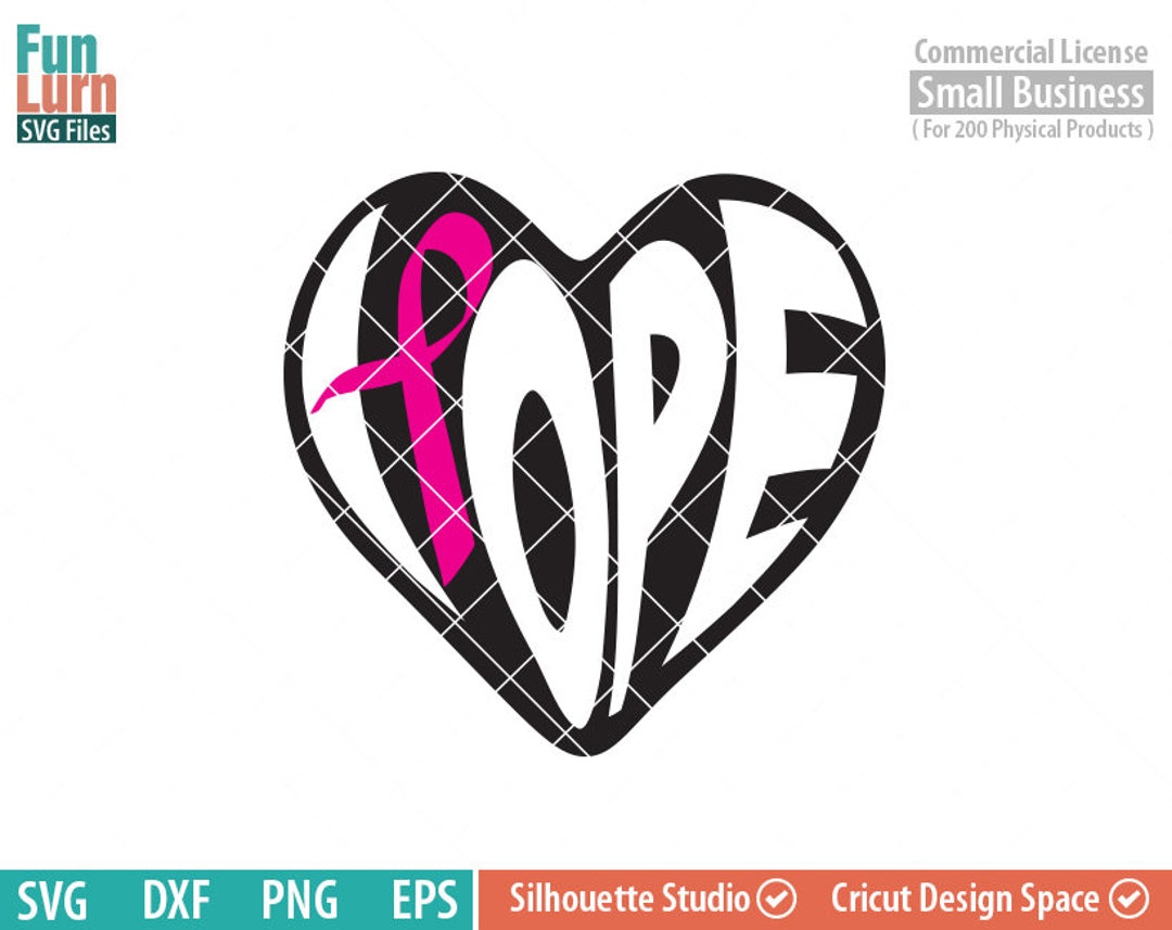 Breast Cancer Awareness SVG, Hope Heart Svg, Swirly, Support, Hope ...