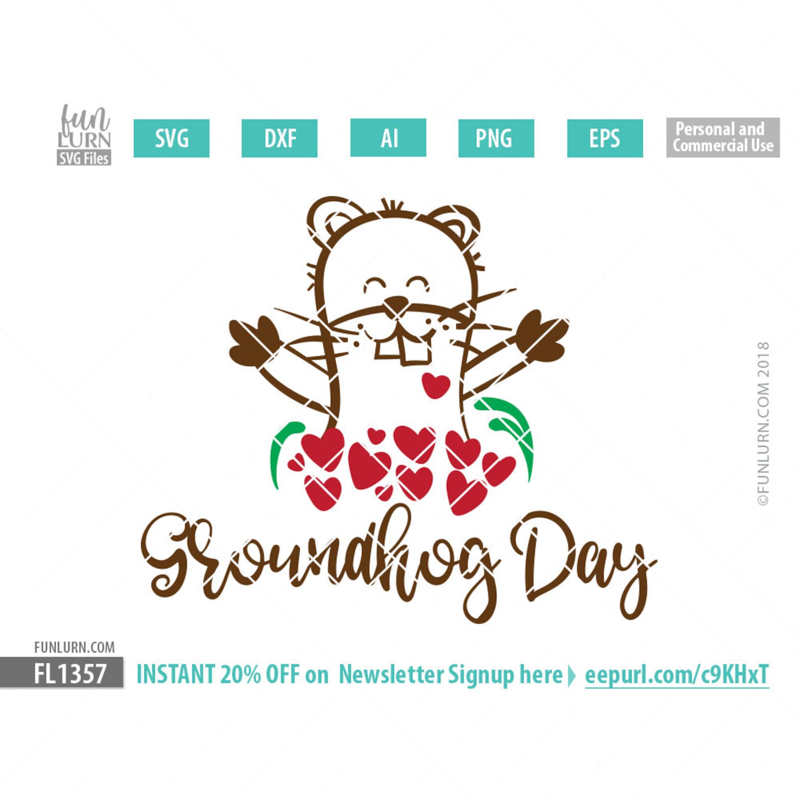 Groundhog Day Cute Groundhog Hearts Valentine's Day - Etsy