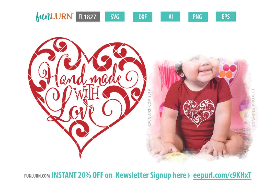 Handmade With Love Svg Dxf Png Eps and Ai Formats Included - Etsy