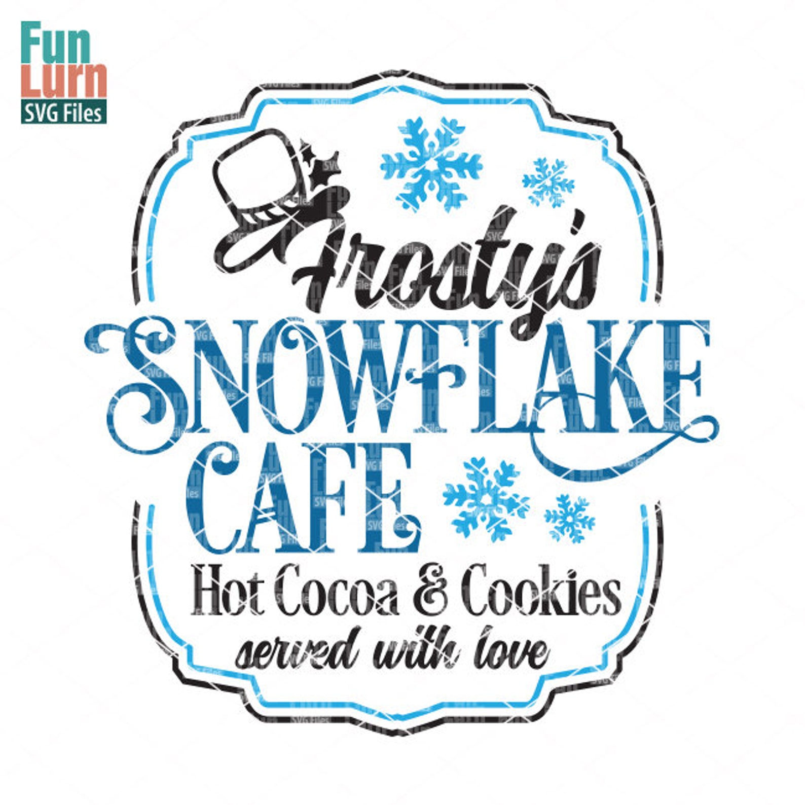 Snowflake Cafe SVG, Christmas SVG, Hot Cocoa, Cookies, Vintage ...