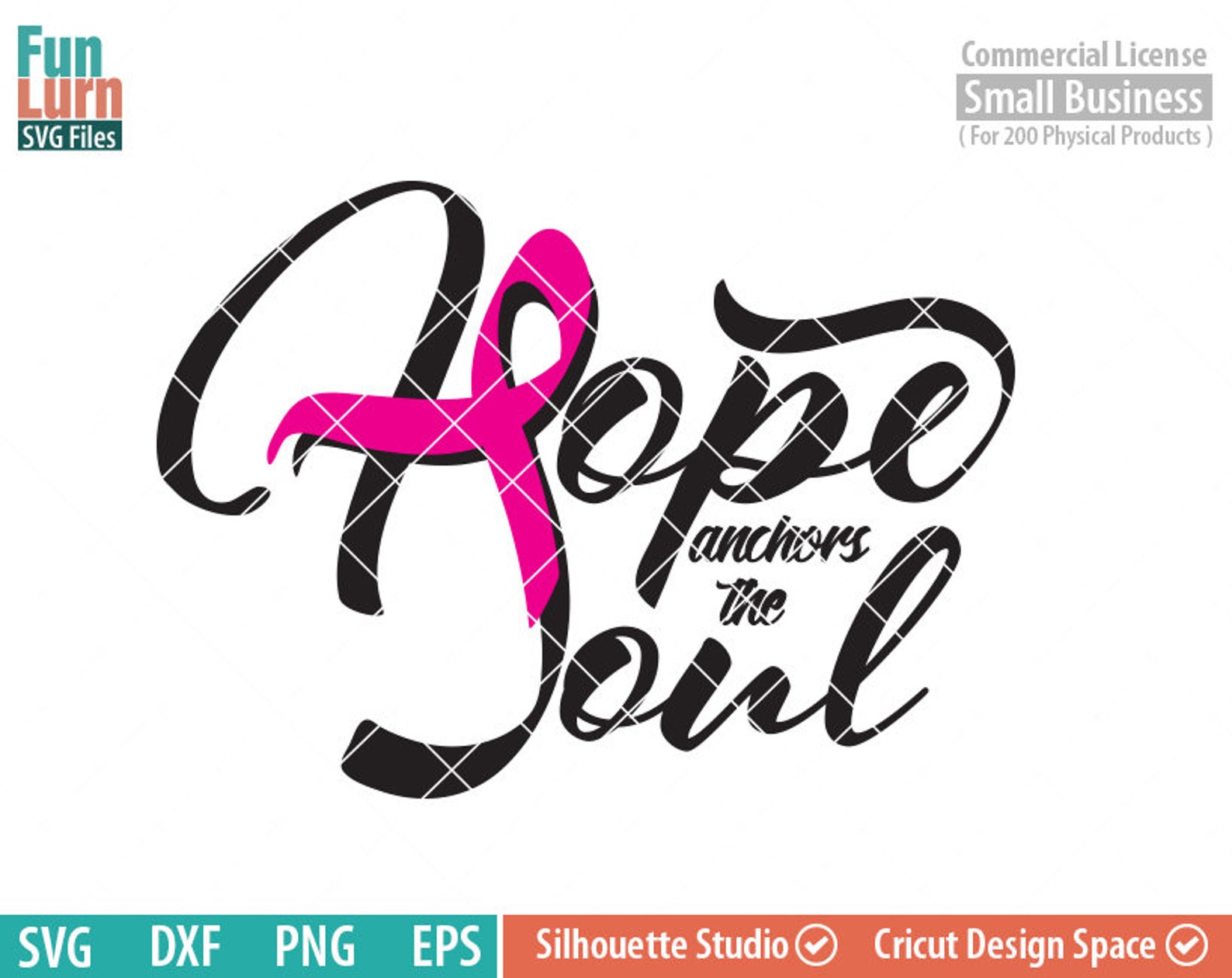 Breast Cancer SVG Hope Anchors the Soul Svg Ribbon Pink | Etsy