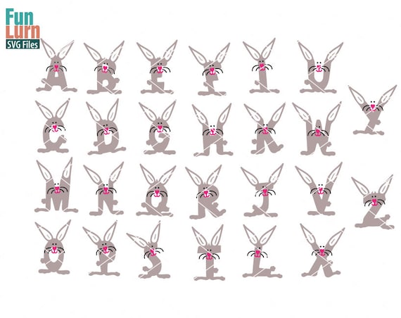 Bunny Alphabet SVG Rabbit Letters Easter Alphabet Bunny | Etsy