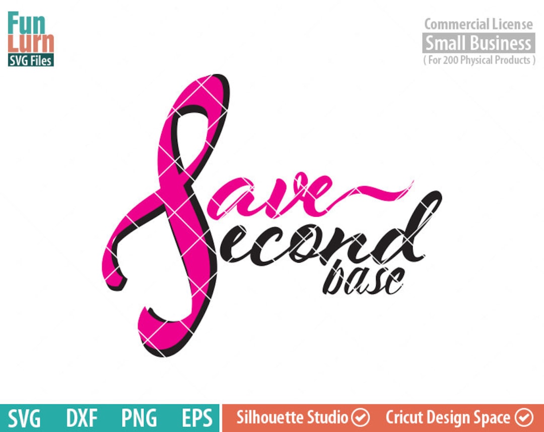 Save Second Base Svg, Baseball Breast Cancer Awareness, Support, Ribbon ...