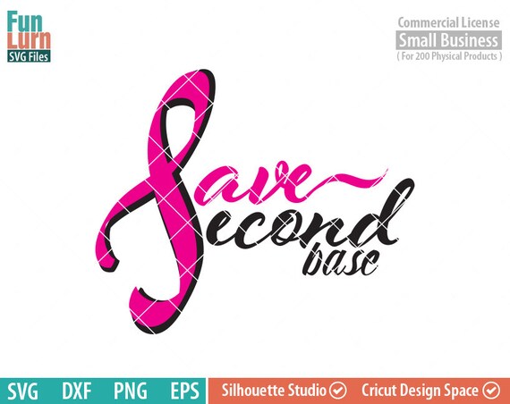 Save Second Base Svg Baseball Breast Cancer Awareness | Etsy