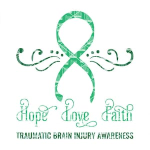 Traumatic Brain Injury Awareness SVG, Support, Heart, Ribbon, Green ...