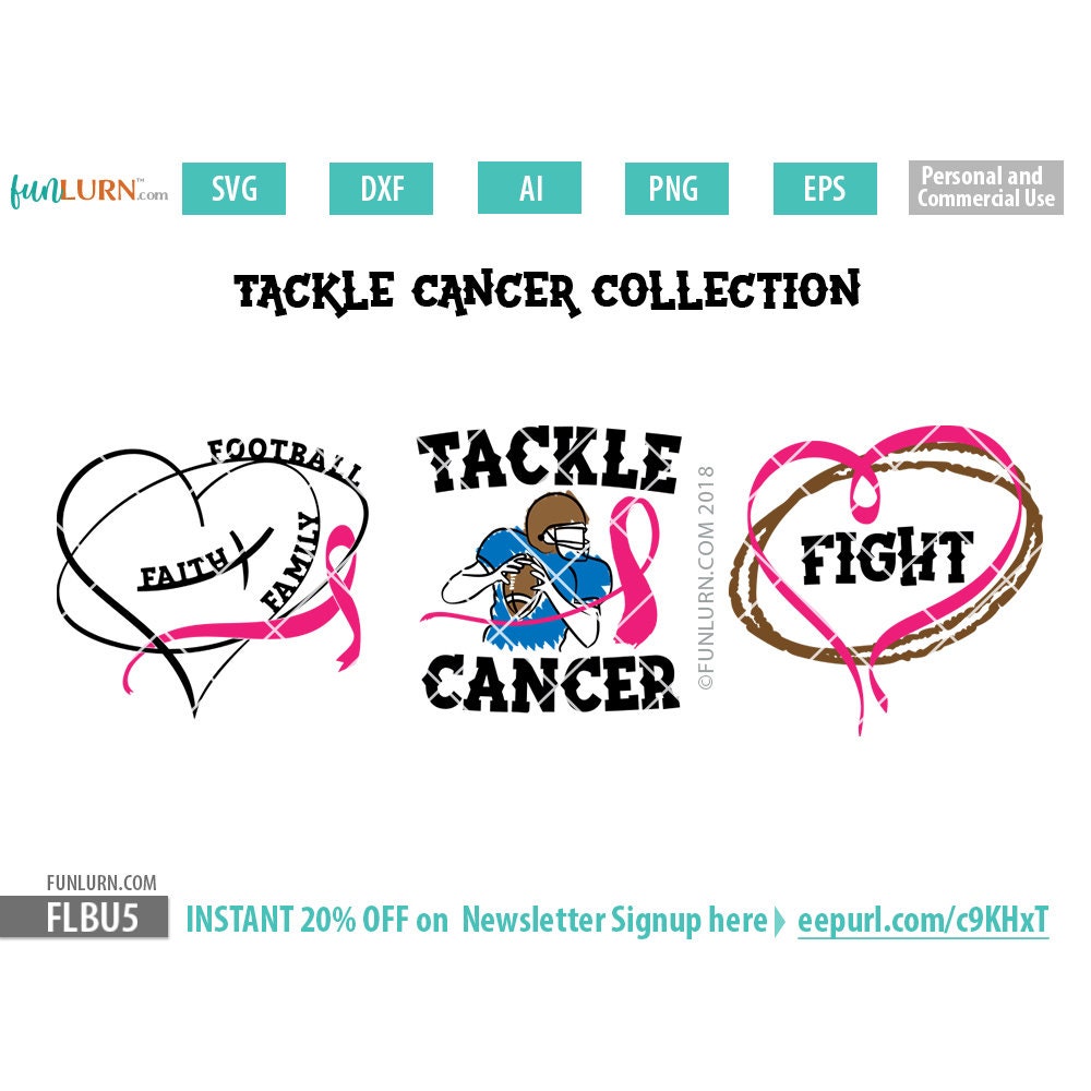 Tackle Cancer Football SVG Bundle (digital Files) - Etsy
