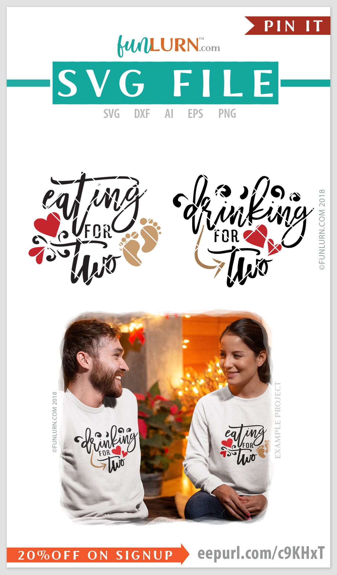 Eating for Two, Drinking for Two, Set of 2 Designs Which Can Be Used to ...