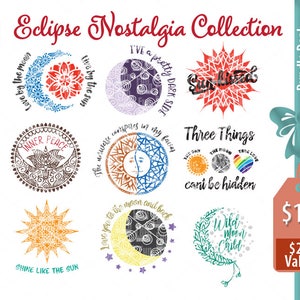 Eclipse Nostalgia Bundle, Mandala, Zentangle, Boho, Sun, Moon, Summer ...